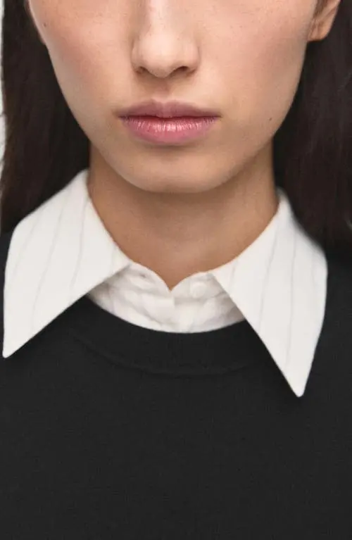 Mango Fine Knit Crewneck Sweater - Black