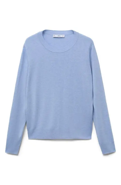 Mango Fine Knit Crewneck Sweater - Sky Blue