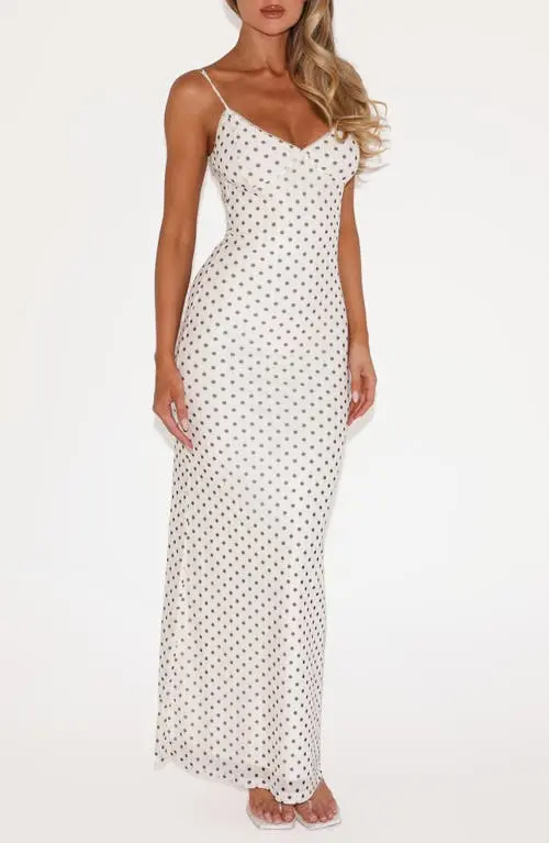 TIGER MIST Julianna Printed Maxi Dress - Cream Polka Dot
