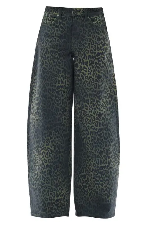 BAYEAS High Waist Barrel Leopard Print Jeans