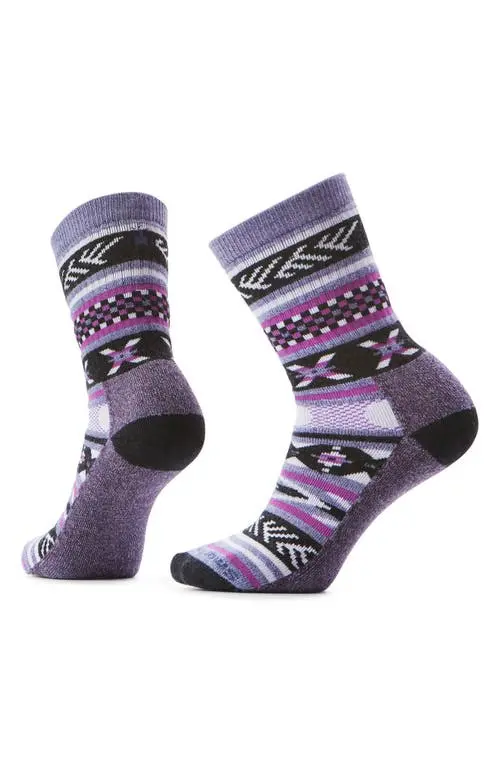 Smartwool Everyday Cozy Cabin Games Merino Wool-blend Crew Socks - Chalk Violet