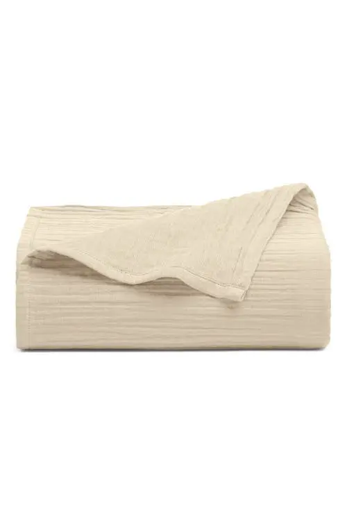 CRANE HOME Dune Crinkled Cotton Gauze Flat Sheet - Sandstone