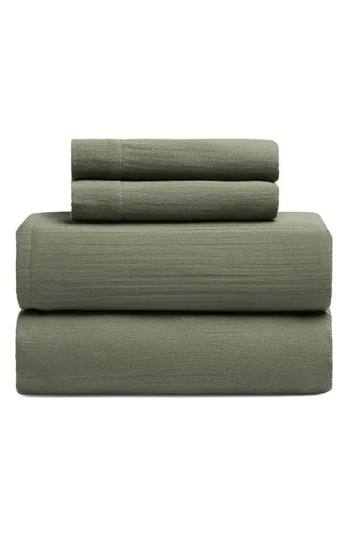 CRANE HOME Zen Crinkled Cotton Gauze 4-piece Sheet Set - Matcha