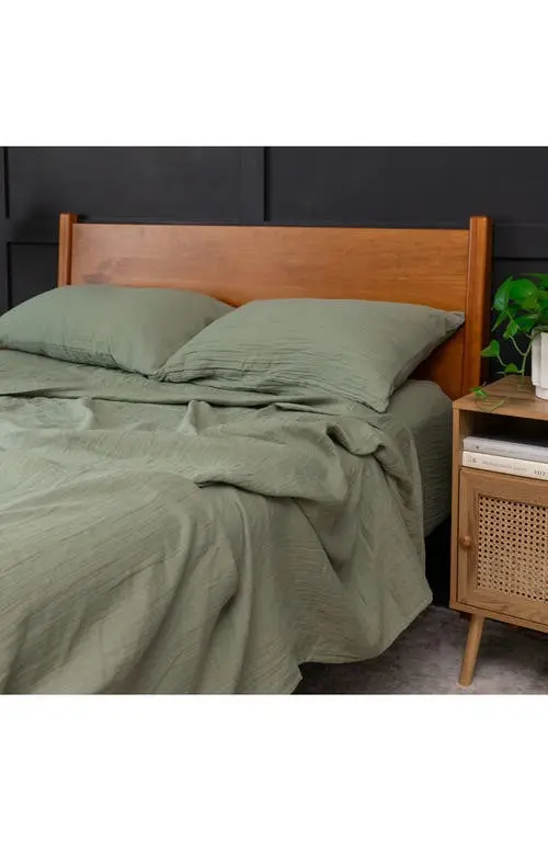 CRANE HOME Zen Crinkled Cotton Gauze 4-piece Sheet Set
