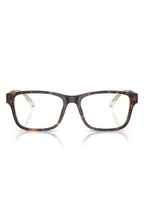 Emporio Armani 55mm Rectangle Optical Glasses - Matte Havana/demo Lens
