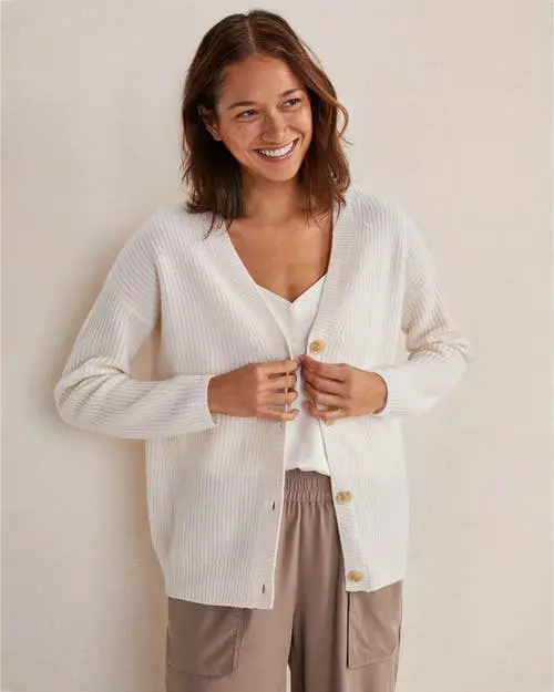 HAVEN WELL WITHIN Cashmere Shaker Stitch Cardigan - Fresh Cream