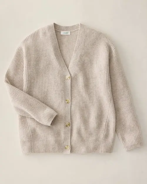 HAVEN WELL WITHIN Cashmere Shaker Stitch Cardigan - Mesa Heather