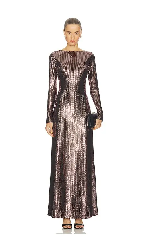 Lapointe Mirror Jersey Boatneck Gown - Metallic