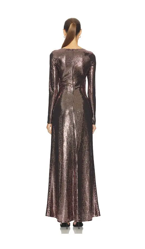 Lapointe Mirror Jersey Boatneck Gown - Metallic