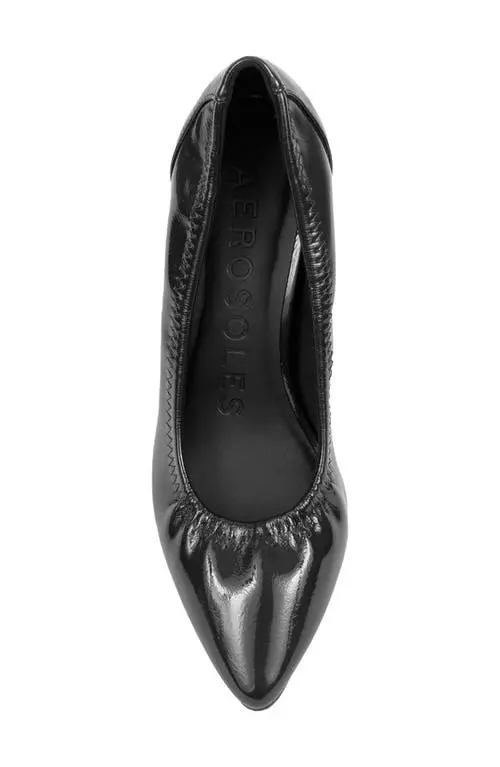 Aerosoles Elisea Pointed Toe Pumps - Black Crinkle Patent
