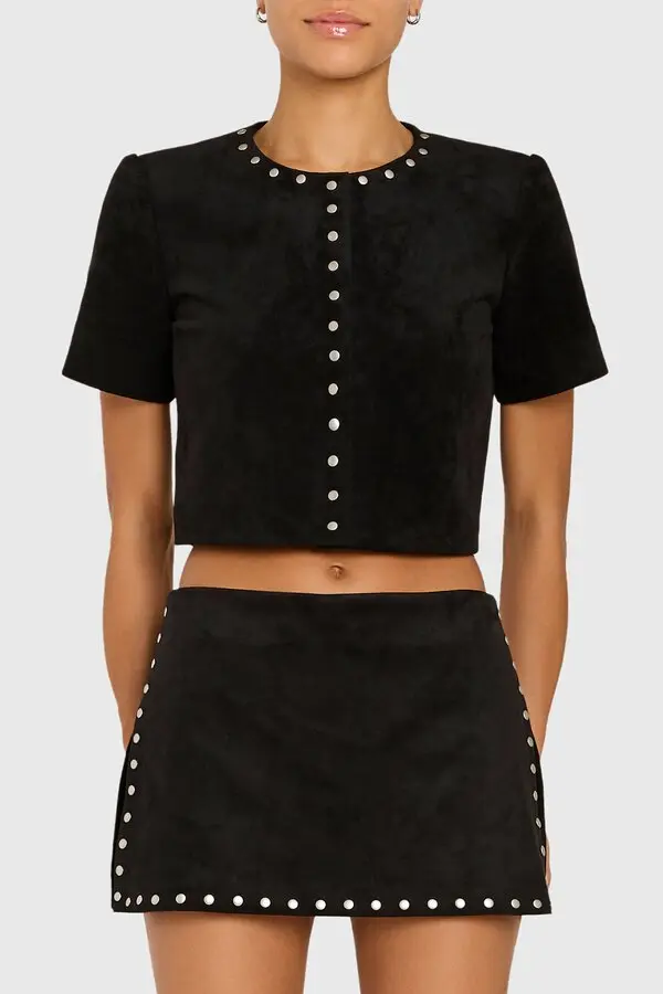 Amanda Uprichard Braswell Suede Top - Black