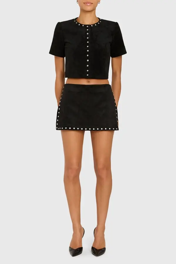 Amanda Uprichard Braswell Suede Top With Metal Buttons
