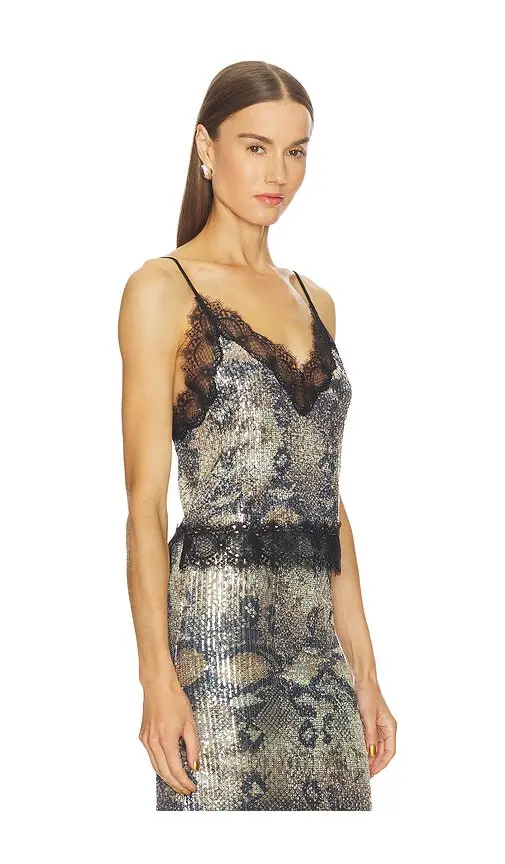 Le Superbe Glossy Snake Lace Cami Top