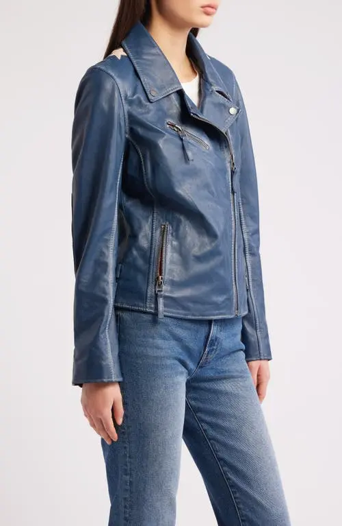 Mauritius Christy Leather Moto Jacket - Americana Blue