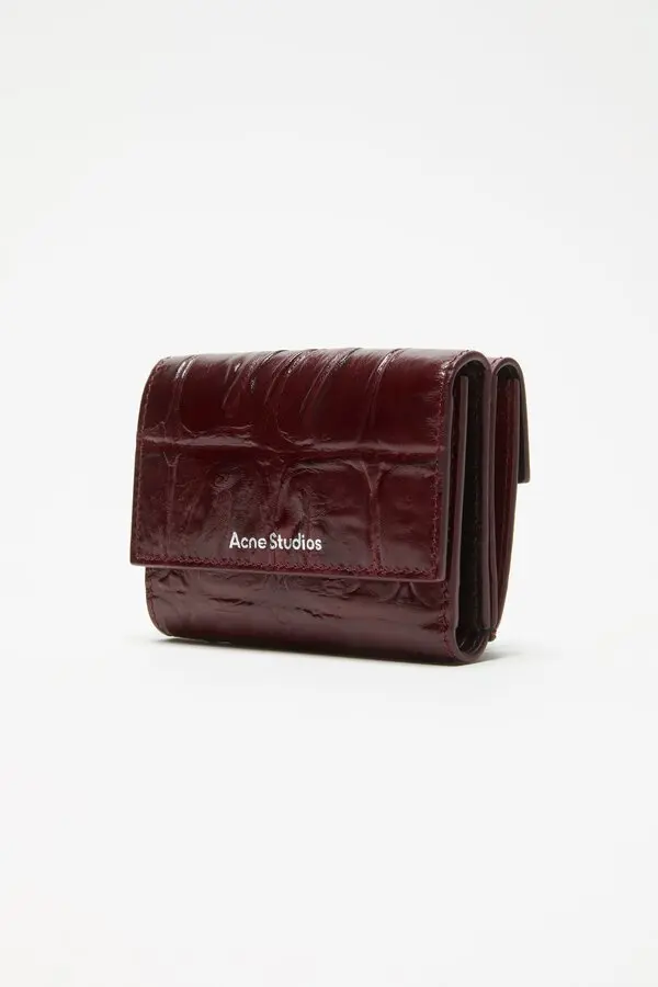 Acne Studios Trifold Leather Wallet - Burgundy