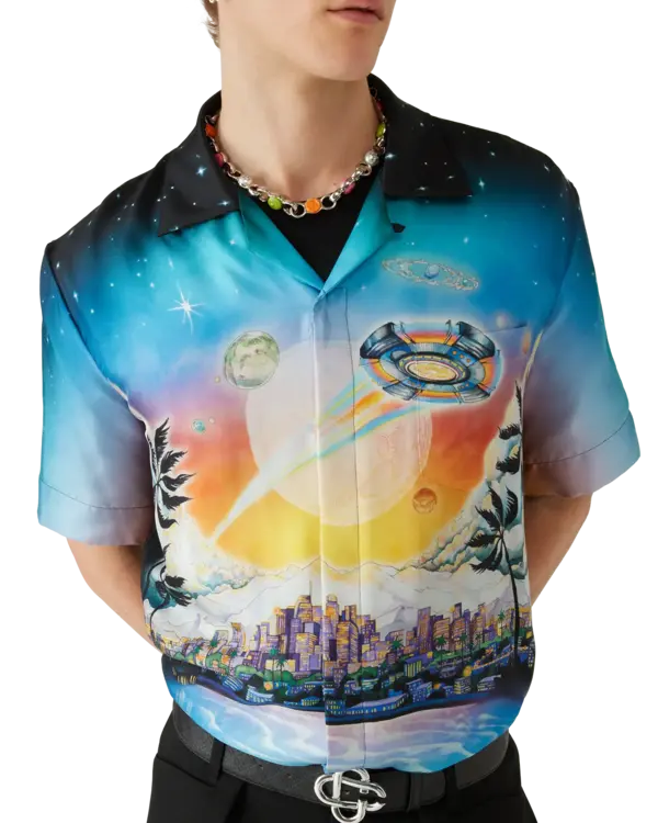 Casablanca La Prémonition Short Sleeve Silk Shirt