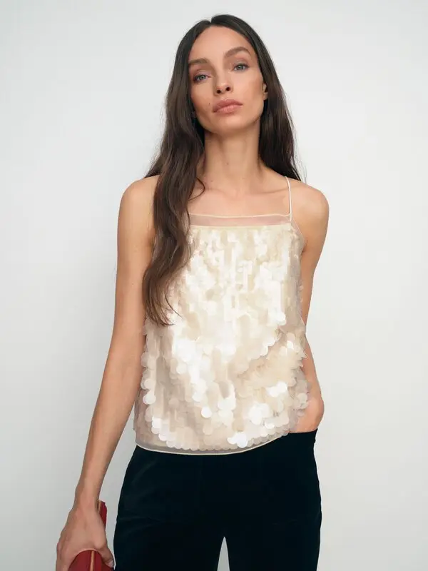 REISS Sequin Cami Top