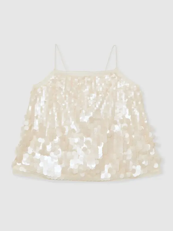 REISS Sequin Cami Top