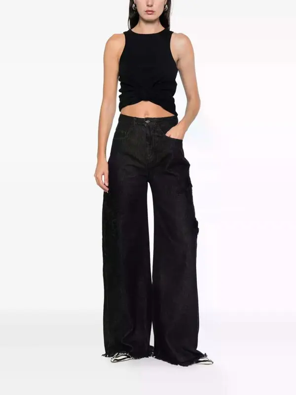 MARQUES' ALMEIDA Embellished Frayed Hem Jeans