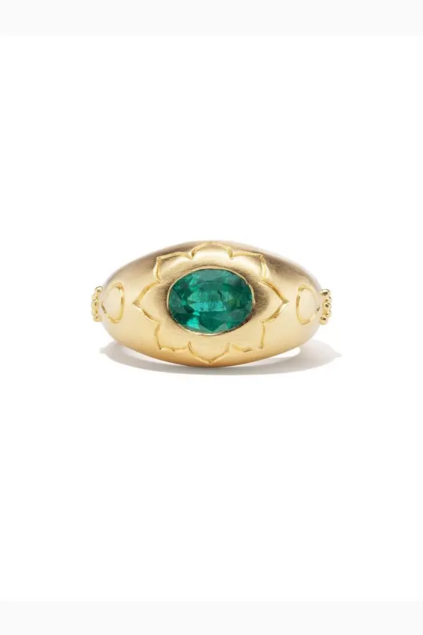 ETIQ Emerald Lotus Bombé Ring