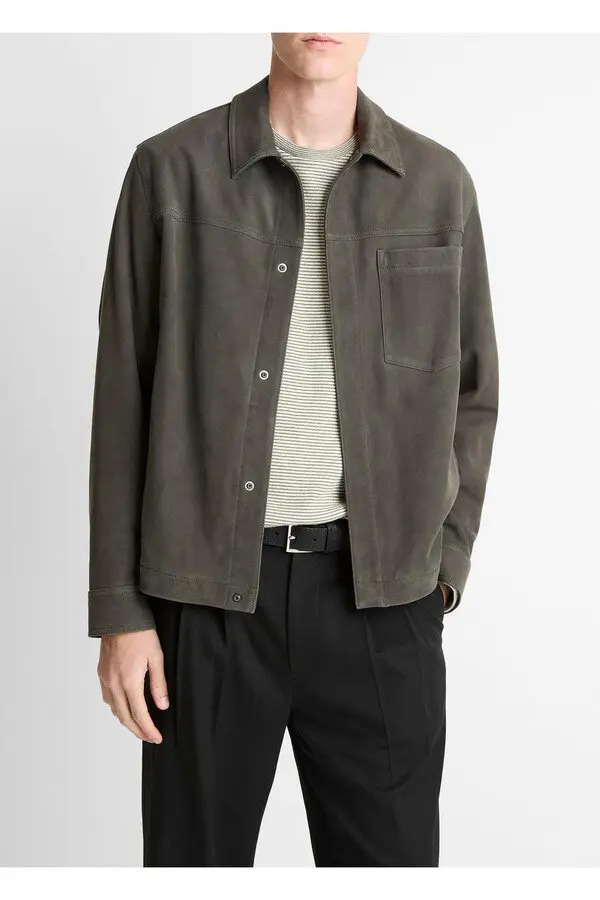 Vince Nubuck Leather Trucker Jacket