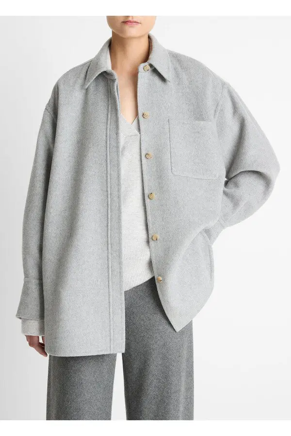 Vince Double-face Wool & Cashmere-blend Shirt Jacket - Gray