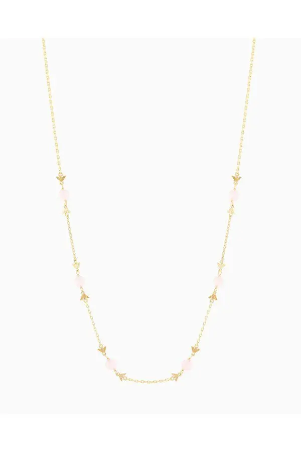 Emporio Armani Gold-tone Brass And Quartz Station Necklace - Red