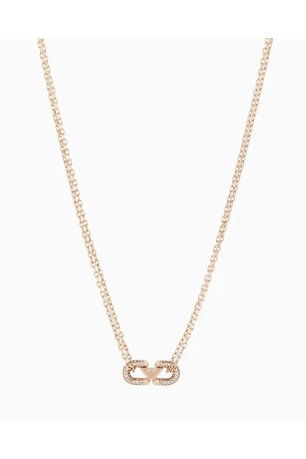 Emporio Armani Rose Gold-tone Brass Id Necklace - Red