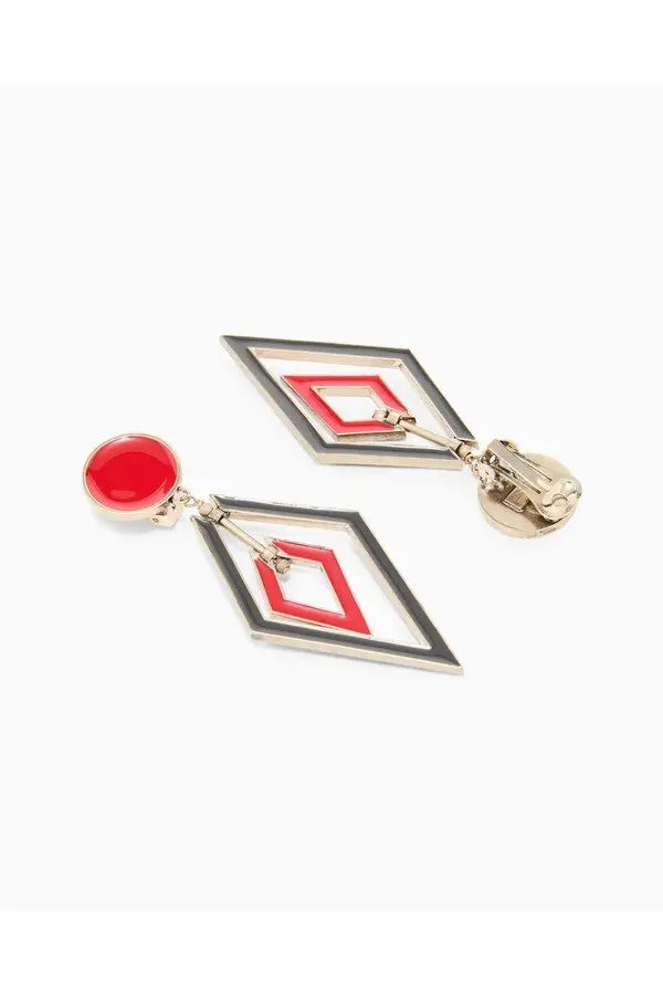 Giorgio Armani Clip-on Enamelled Metal Pendant Earrings