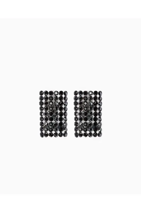 Giorgio Armani Clip-on Earrings With Rhinestones - Silver