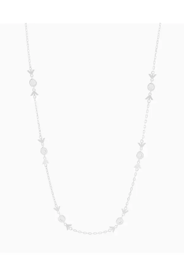 Emporio Armani Sterling Silver Station Necklace - Red