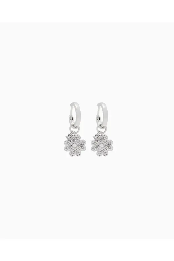 Emporio Armani Sterling Silver Clover Hoop Earrings - Red