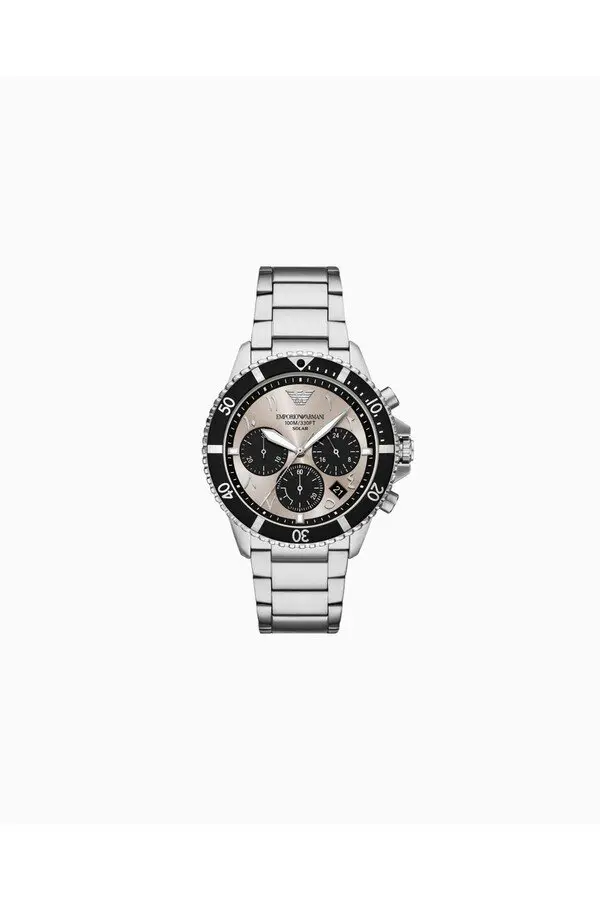 Emporio Armani World Explorer Solar-powered Chronograph Stainless Steel Watch - Red