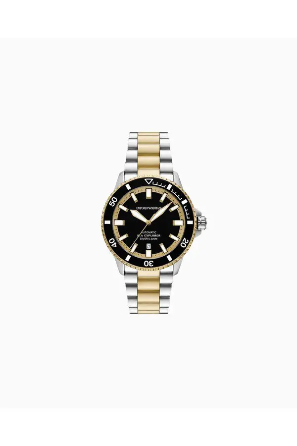 Emporio Armani Sea Explorer Automatic Two-tone Stainless Steel Bracelet Watch - Red
