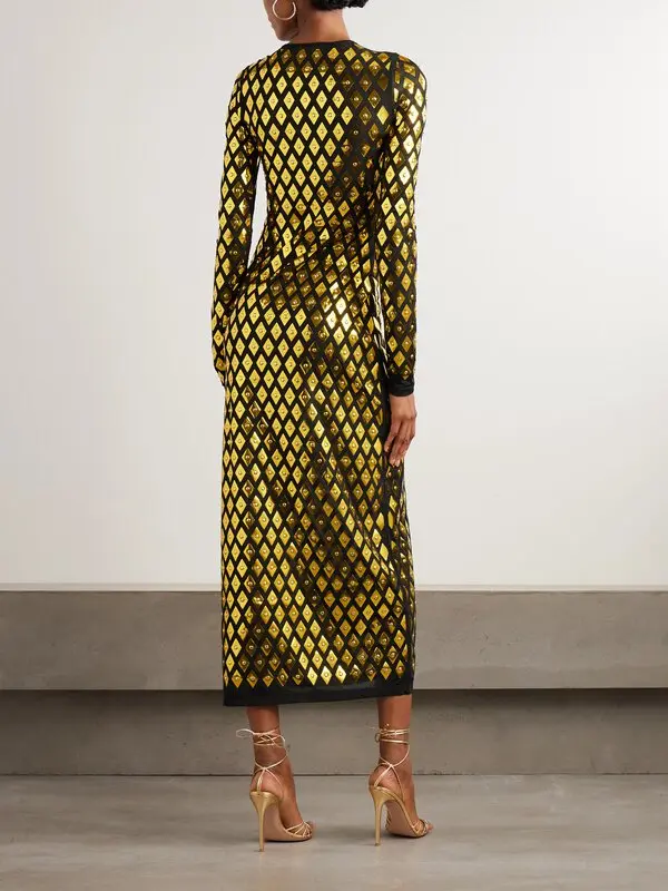 Rabanne Embellished Stretch-jersey Midi Dress