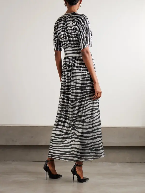 Rabanne Zebra-print Chainmail Midi Dress