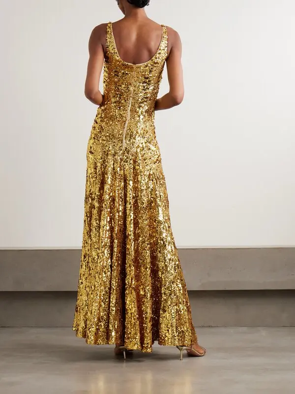 Rabanne Sequined Crepe De Chine Maxi Dress