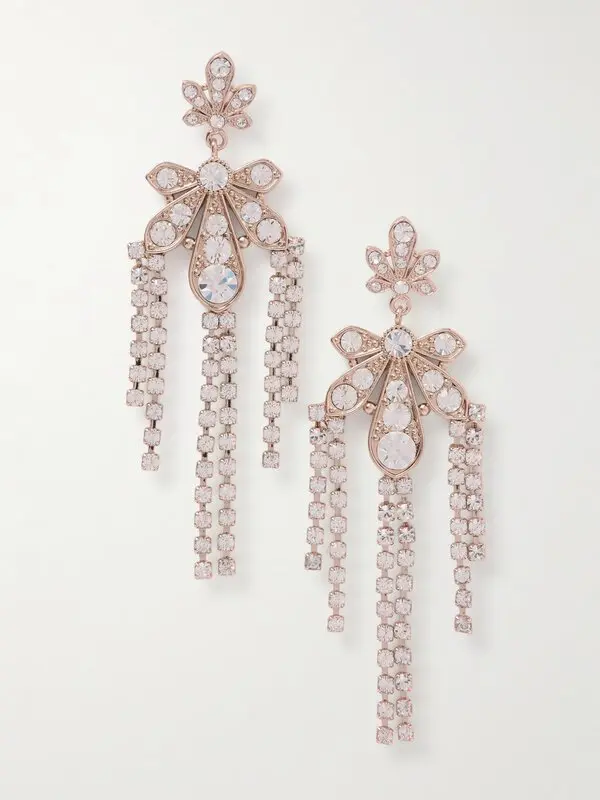 Rabanne Rose Gold-tone Crystal Earrings - Pink