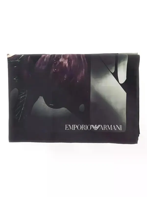Emporio Armani Printed Silk Scarf - Black