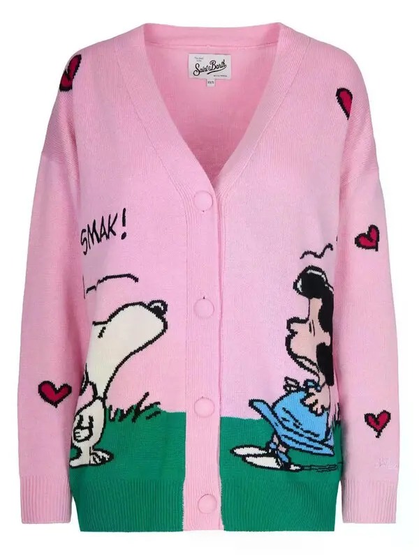 MC2 SAINT BARTH Heart-graphic V-neck Cardigan - Pink
