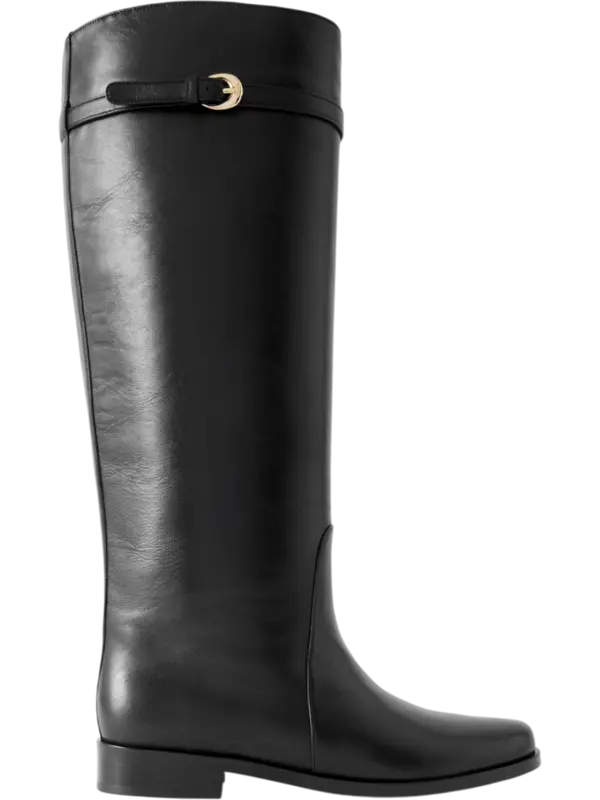 Staud Harlow Leather Knee Boots - Black