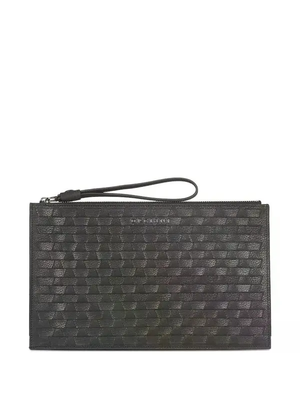 ORTIGNI Textured Clutch With Wrist Strap - Black