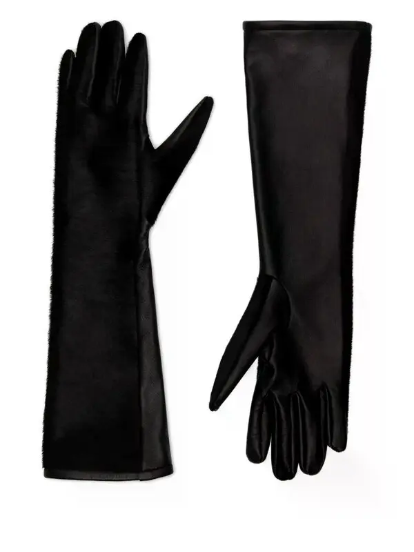 Loulou De Saison Edna Long Leather Gloves - Black