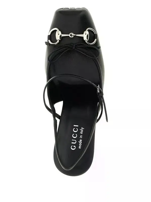 Gucci 95mm Metal-clamp Leather Pumps