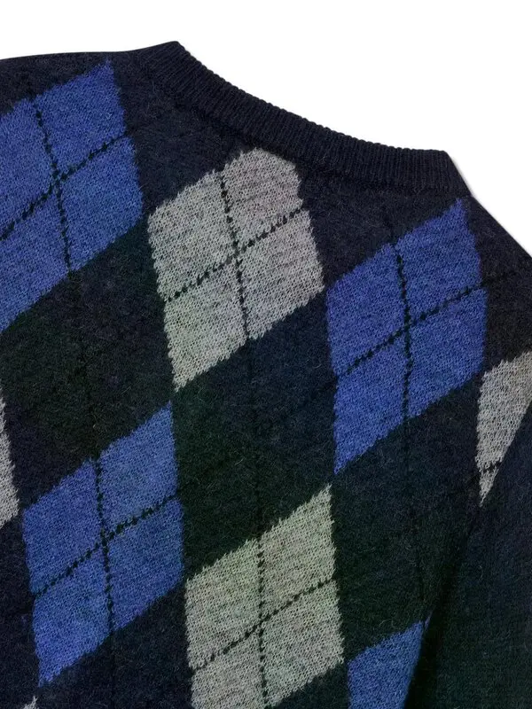 STUDIO TOMBOY Argyle-pattern Cardigan - Blue