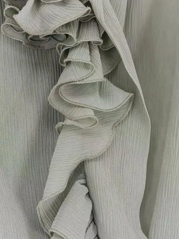Alberta Ferretti Ruffled Crepe Shirt - Grey