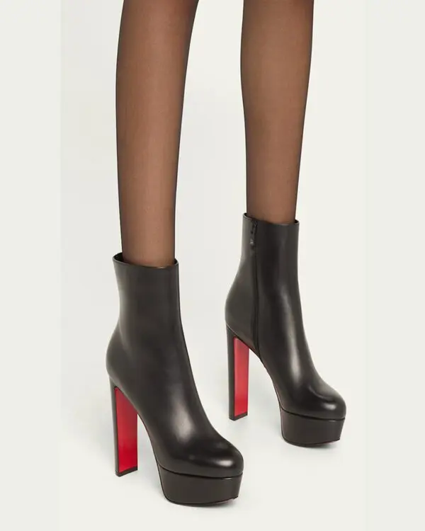 CHRISTIAN LOUBOUTIN 130mm Loo Leather Platform Booties