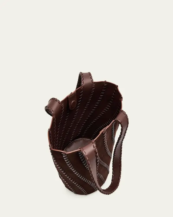 Simkhai Talia Leather Whipstitch Suede Bucket Bag