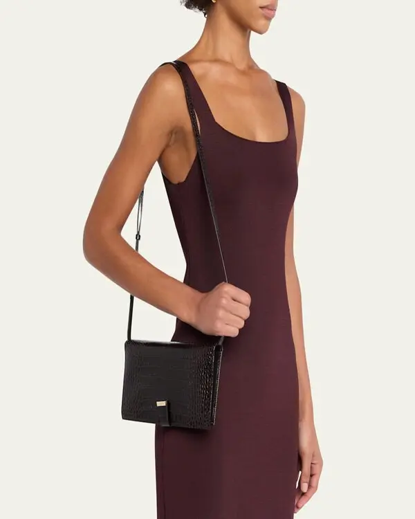 TOM FORD Organizer Shoulder Bag In Croc-embossed Leather