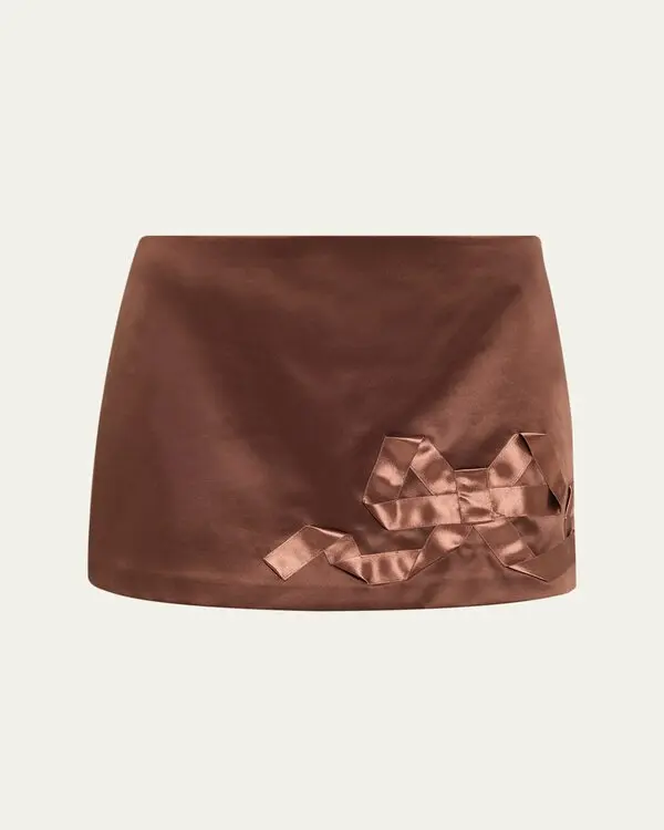 LoveShackFancy Nadina Satin Mini Skirt